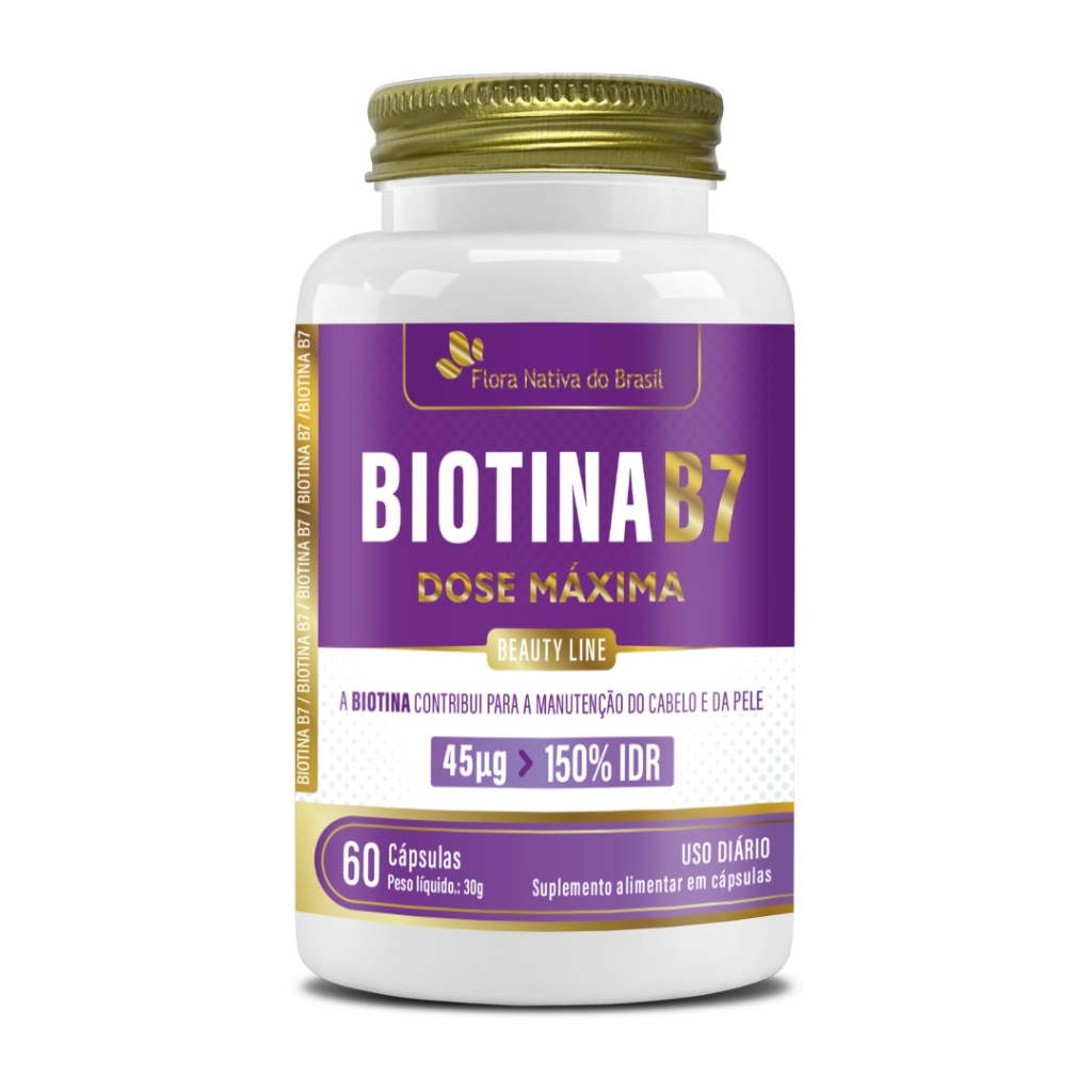 Biotina B7 Dose Máxima 150% IDR 60 Capsulas - Flora Nativa do Brasil ...