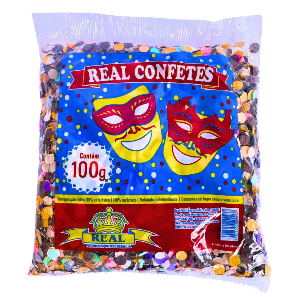 Confete Colorido Para Festa Carnaval 100 g - Real Confetes | Shopee Brasil