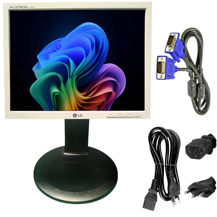 Monitor de 15 Polegadas Quadrado Com Cabos Funcionando e Garantia Com ...