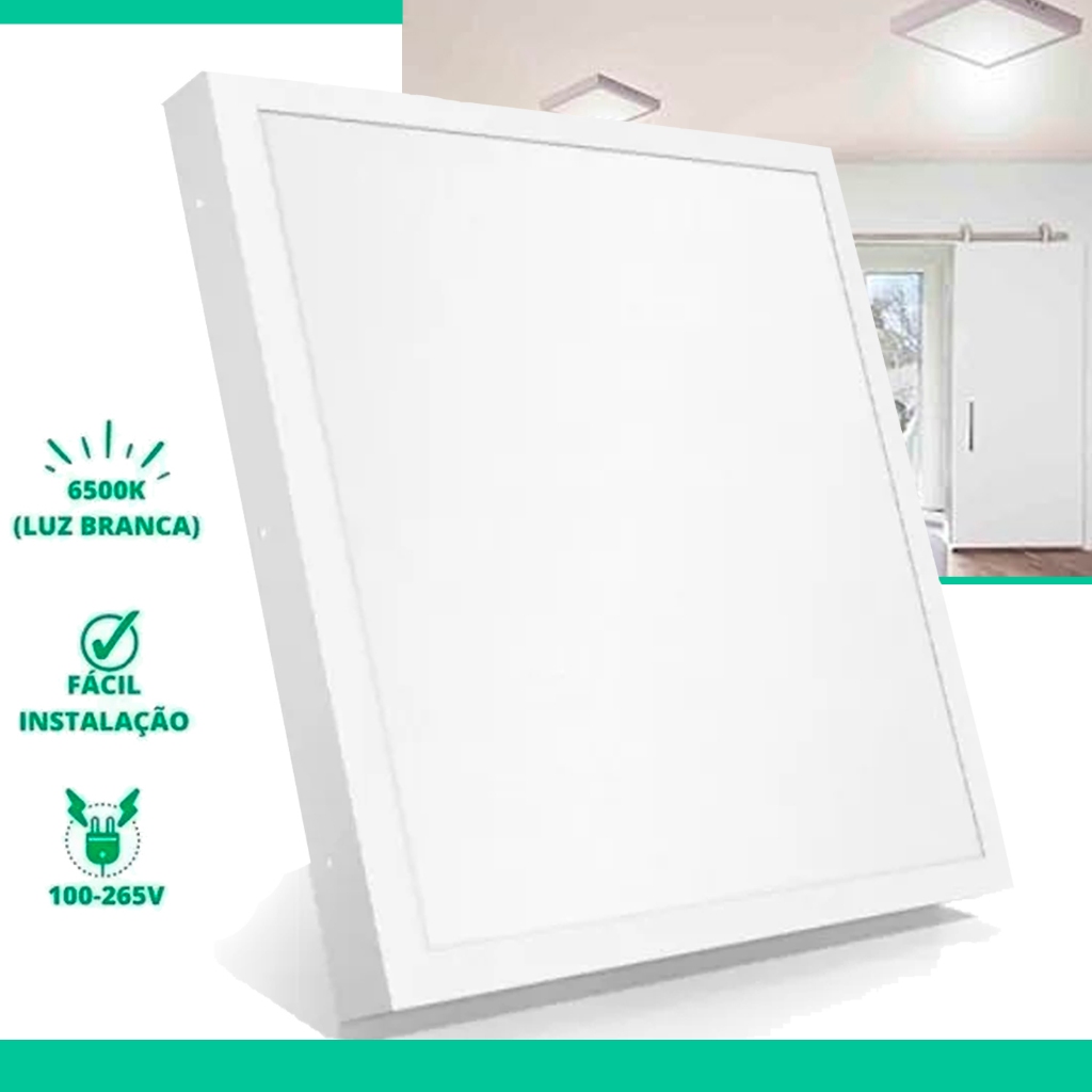 Painel Luminaria Plafon 18w Quadrado Embutir 6500k Branco Frio Bivolt - Gesso Teto Sala | Shopee ...