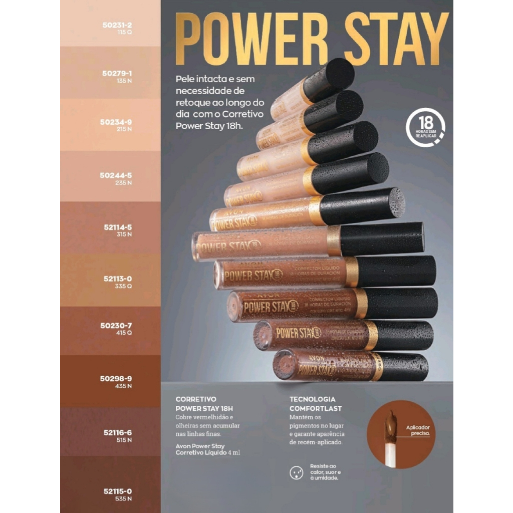 Power Stay Corretivo Líquido 18 hs de Duração - 4 ml Avon | Shopee Brasil