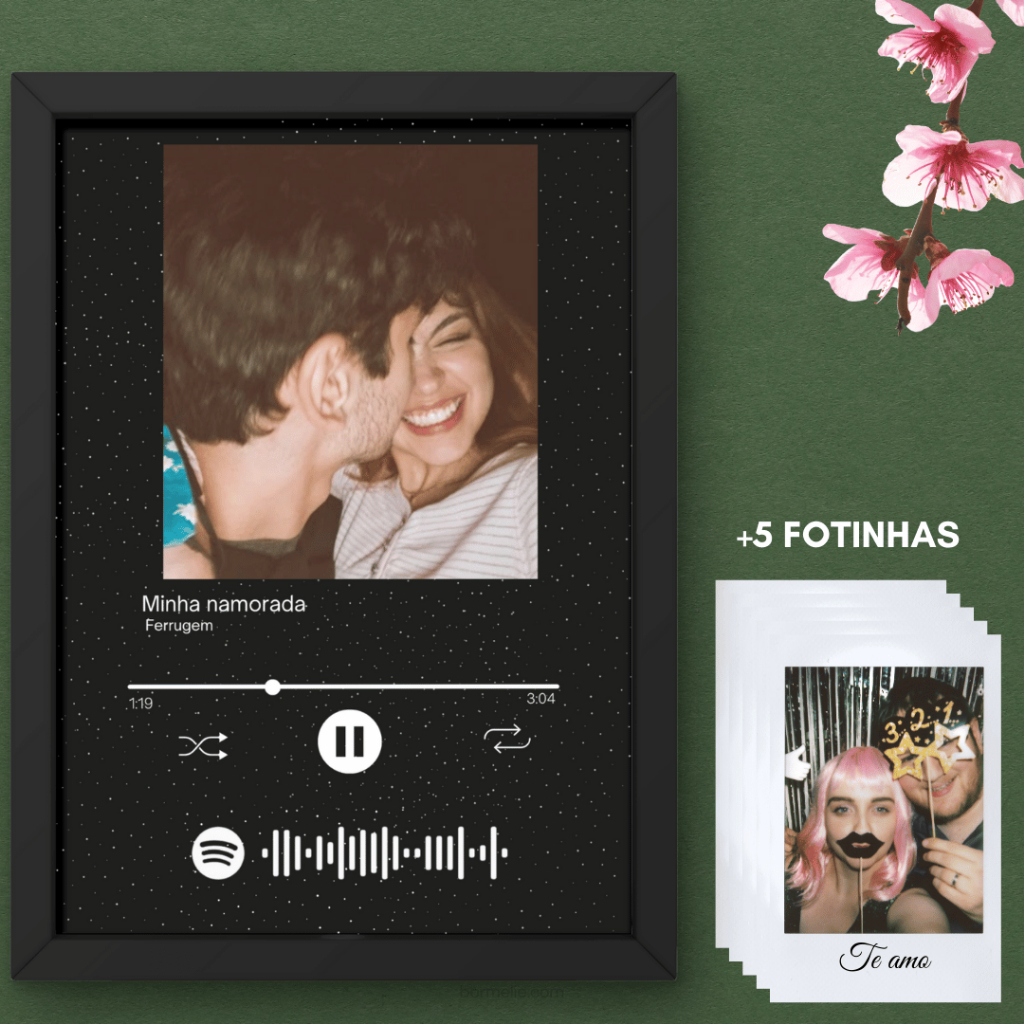 Kit Casal Quadro Personalizado Spotify + 5 Fotinhas Personalizadas ...