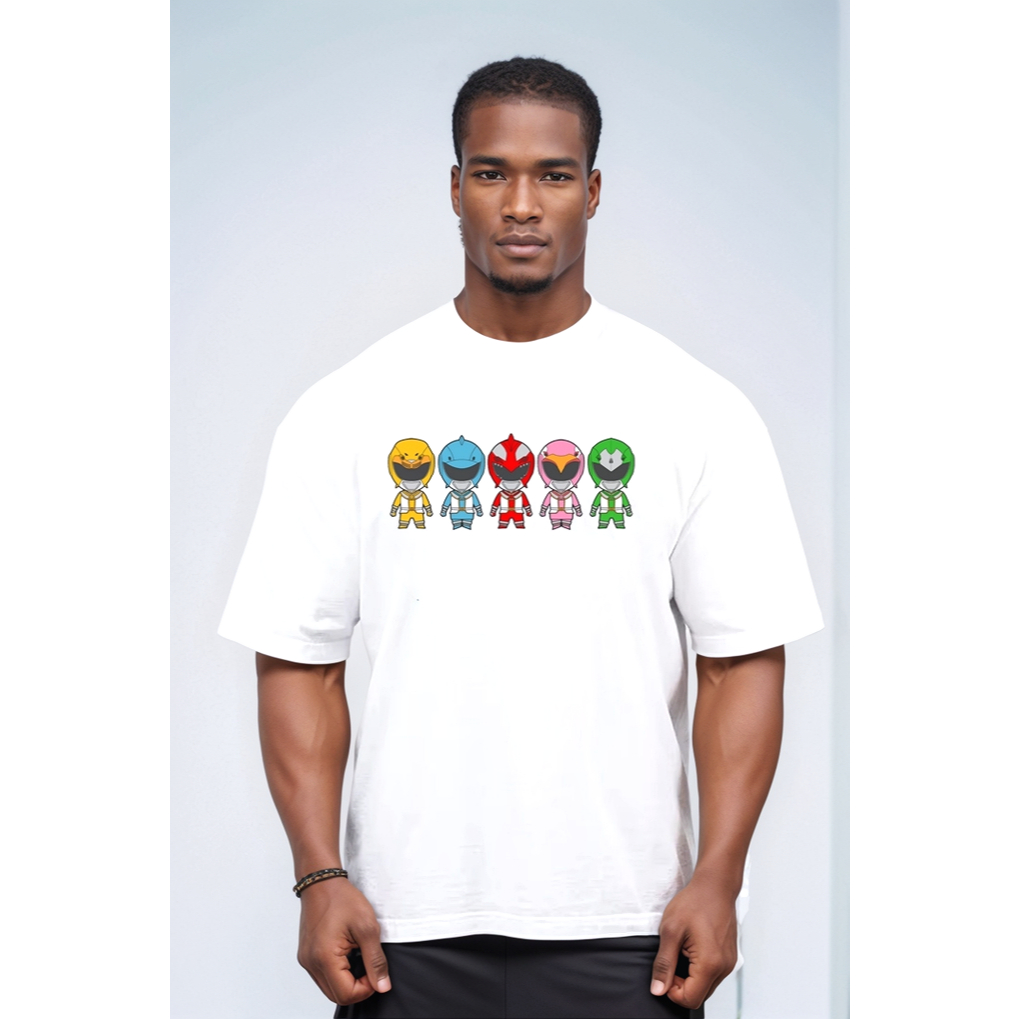 Camiseta Oversized Power Rangers Cartoon Masculina Streetwear ...