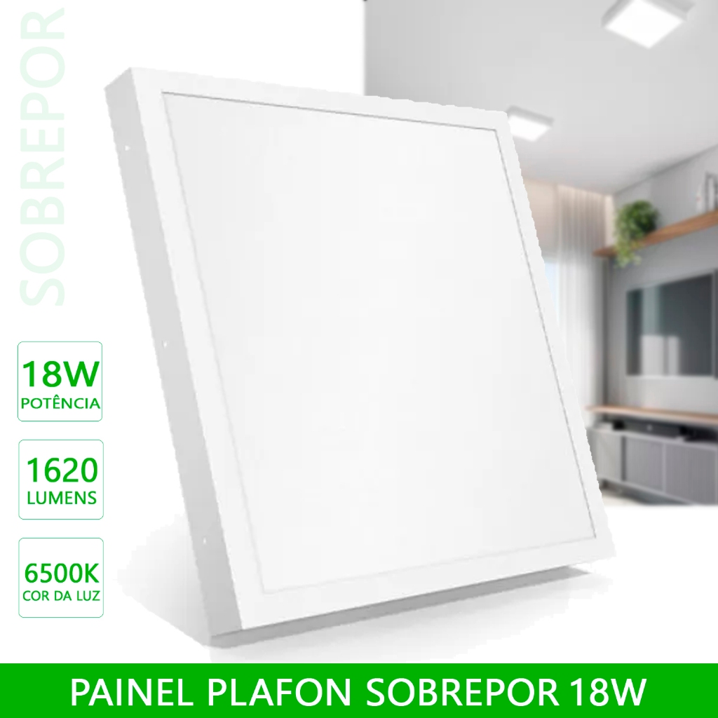 Painel Luminaria Plafon 18w Quadrado Embutir 6500k Branco Frio Bivolt - Gesso Teto Sala | Shopee ...