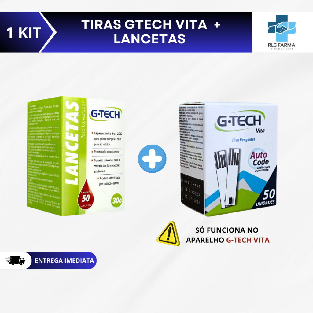 Kit 50/100/150 Tiras Gtech Vita mais Lancetas Gtech | Shopee Brasil