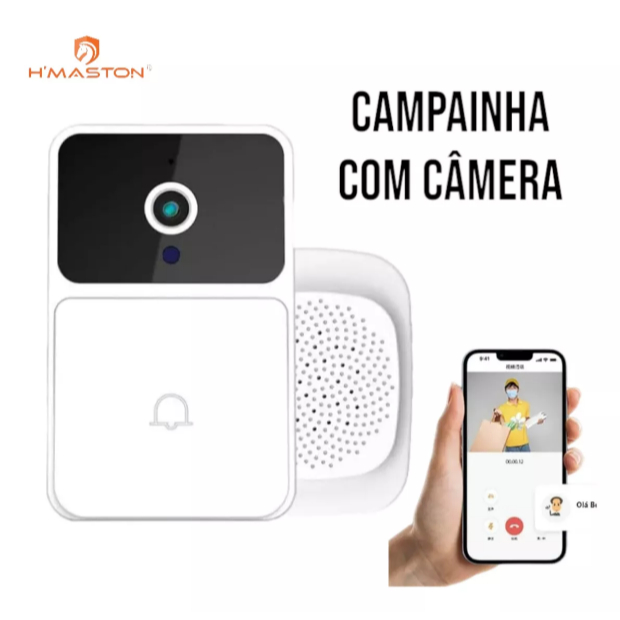 Campainha com Camera sem Fio com Interfone Wifi Inteligente KAPBOM - X9 ...