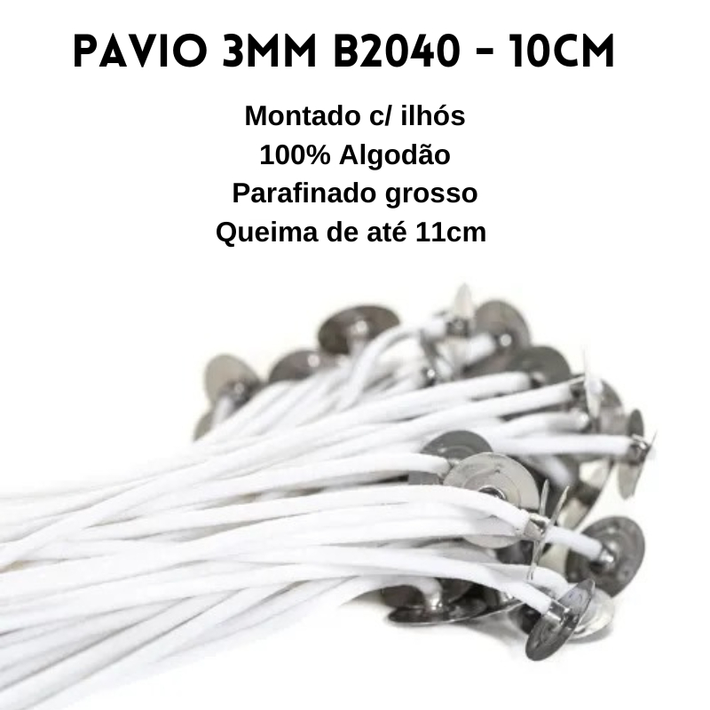 Kit Pavio Grosso 10cm - B2040 Parafinado com ilhós - Para vela ...