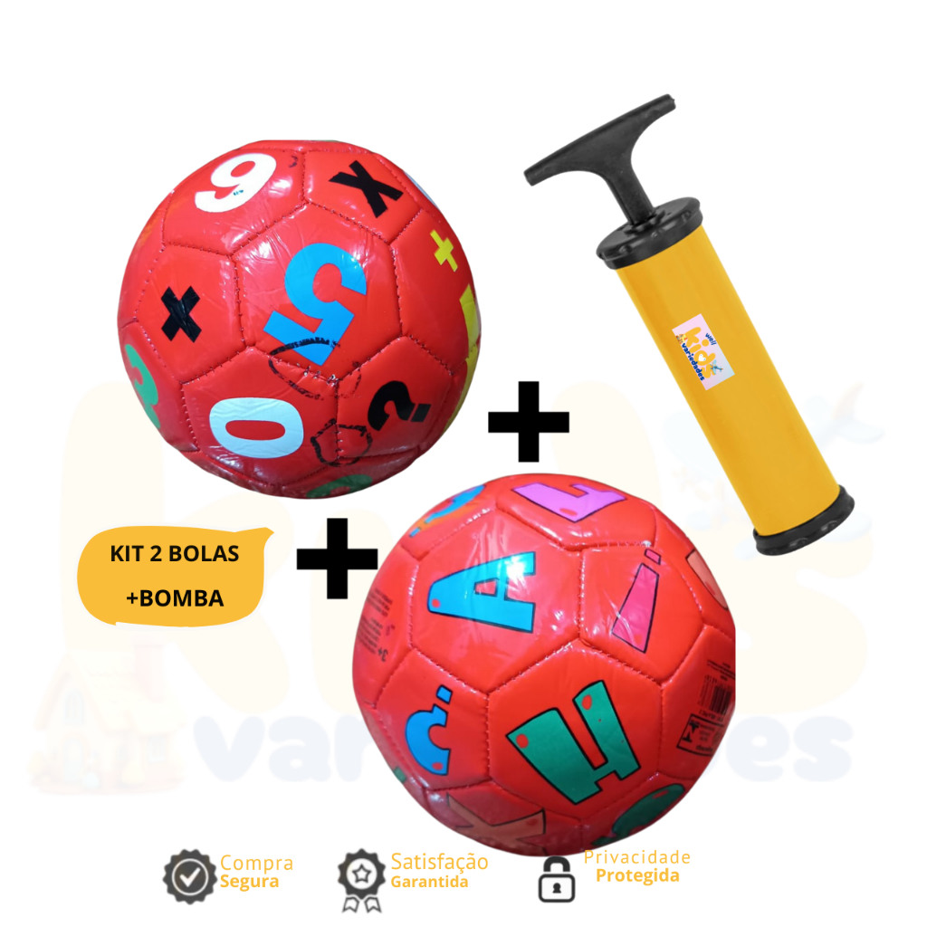 Kit 2 Mini Bola de Futebo 15CM Infantil Matemática Números Macia ...