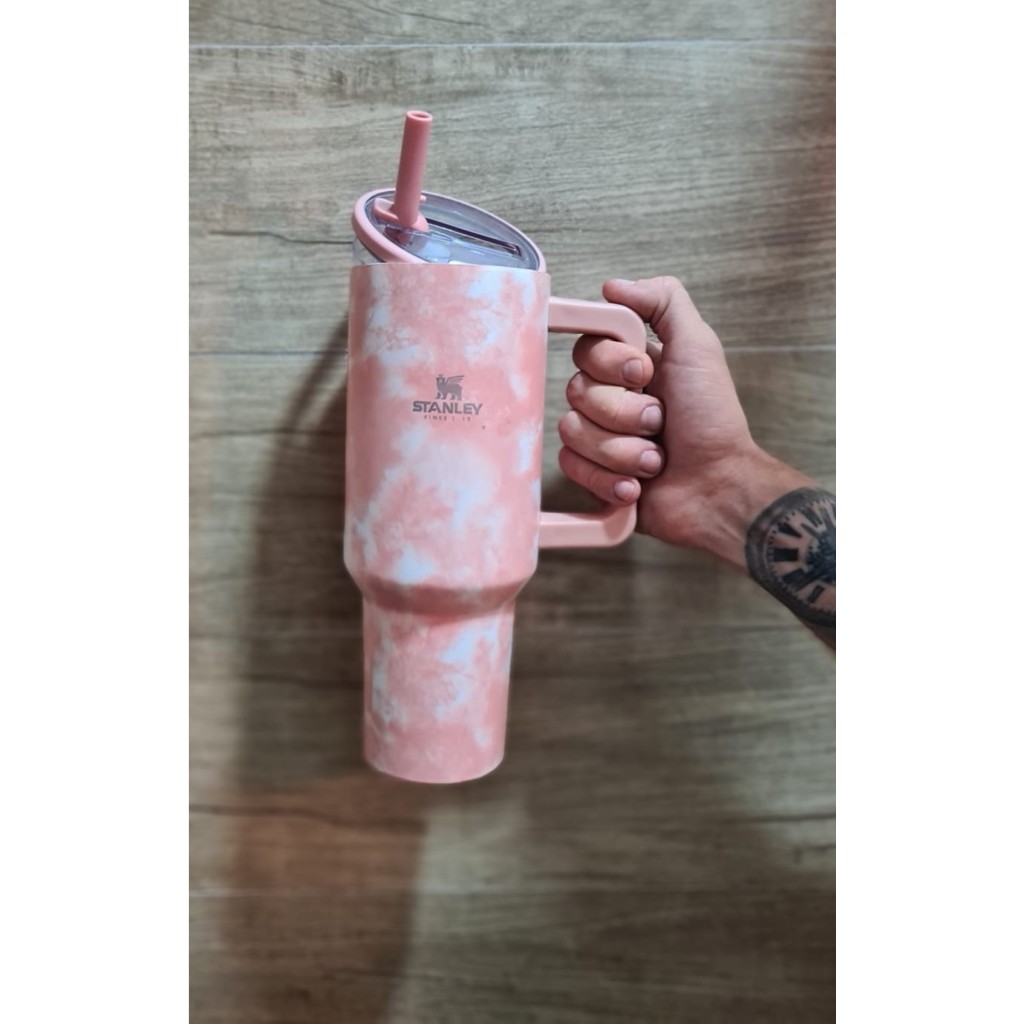 GARRAFA TERMICA DE ÁGUA STANLEY ESTAMPADO ROSA | Shopee Brasil