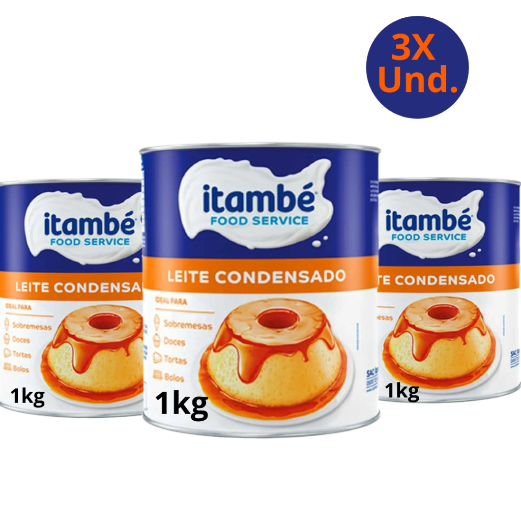 Itambé Leite Condensado Lata 1,01 Kg Sobremesa Pudim Doces cobertura ...
