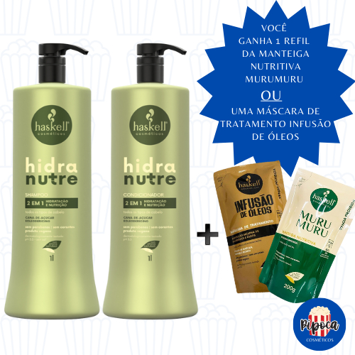 HASKELL KIT DE SHAMPOO E CONDICIONADOR HIDRANUTRE DE 1L + REFIL DE 200G DISPONÍVEL (MURUMURU OU ...