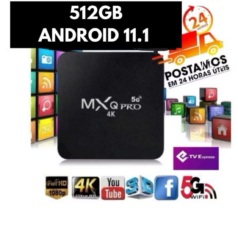 MODELO 2025 - SMART BOX ANDROID 11.1- 512GB - 4K WIFI DUAL BAND 2,4GHZ ...