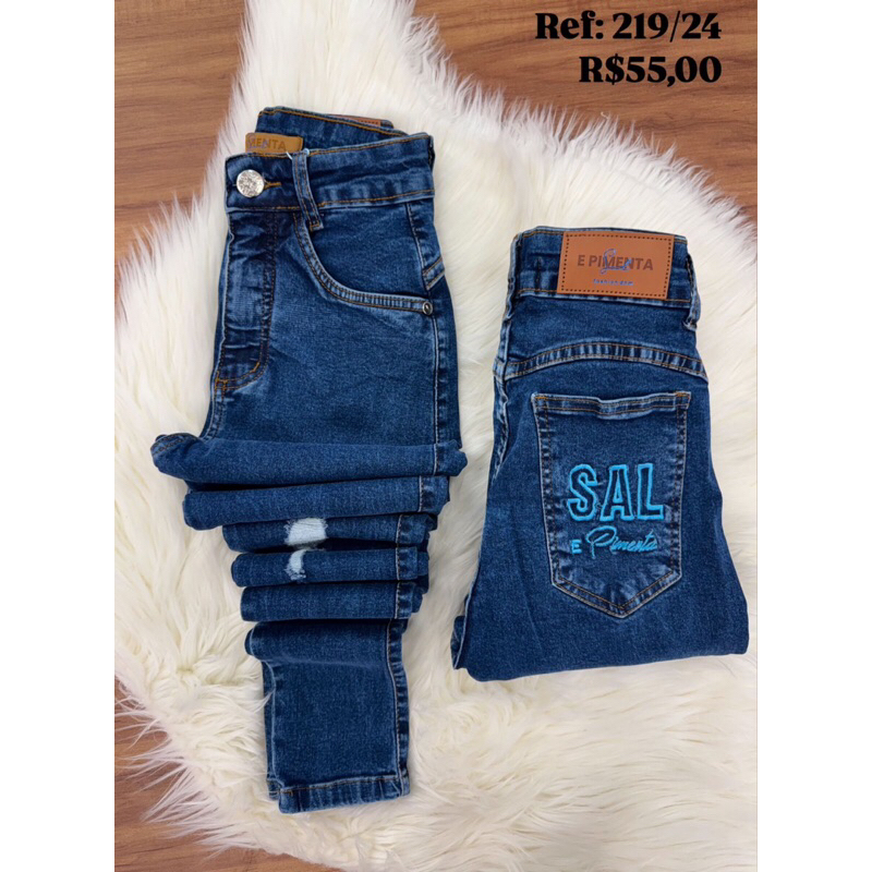 Calça jeans com lycra sal e pimenta do 34 ao 48 pimenta doce linha ...