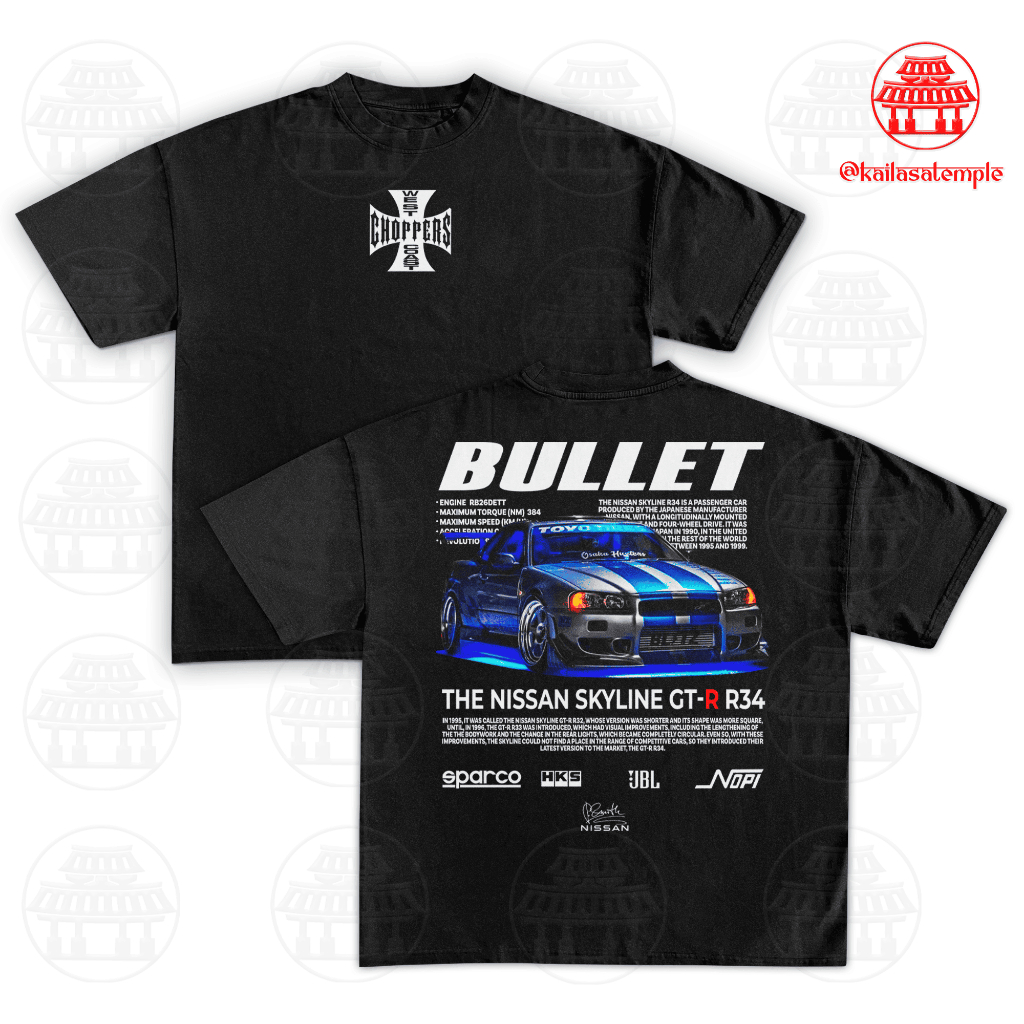 Camiseta Nissan Skyline R34 Bullet - GTR - 100% Algodão Unissex ...