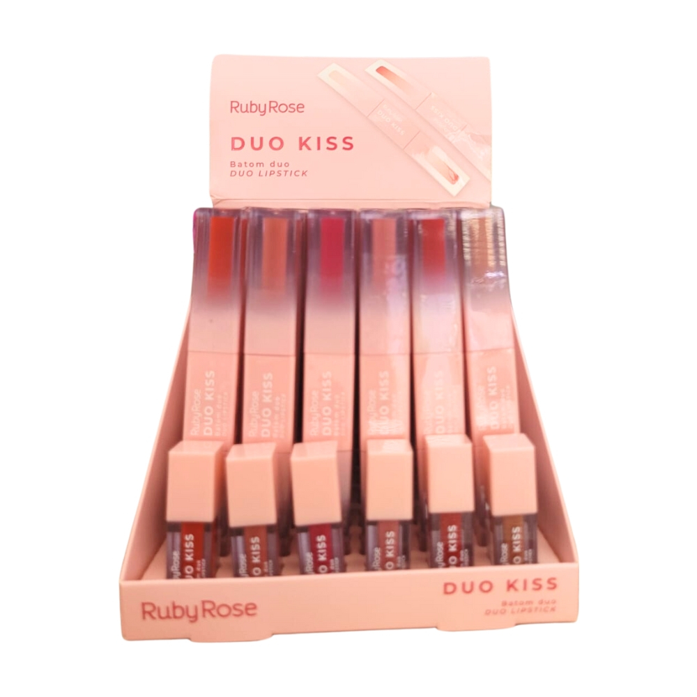 Box Batom Duo Kiss 2x1 C/36 Unidades Ruby Rose - HBL6203 G1 | Shopee Brasil