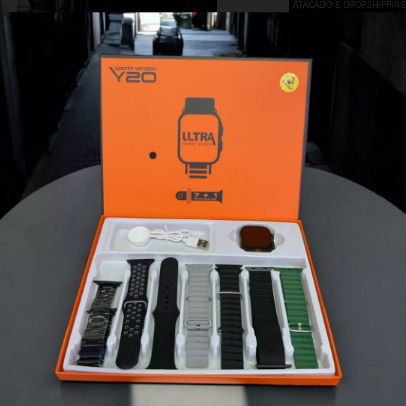 Relógio Smartwatch Ultra Y20 7 in 1 faz e recebe ligações + Brinde ...