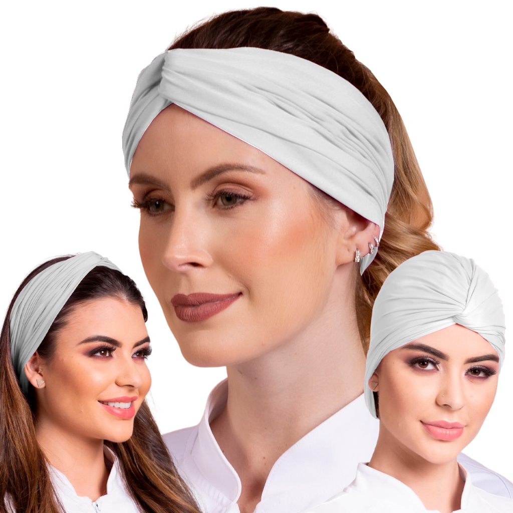 Touca Profissional De Saude E Cozinha Turbante Faixa 2 Em 1 | Shopee Brasil