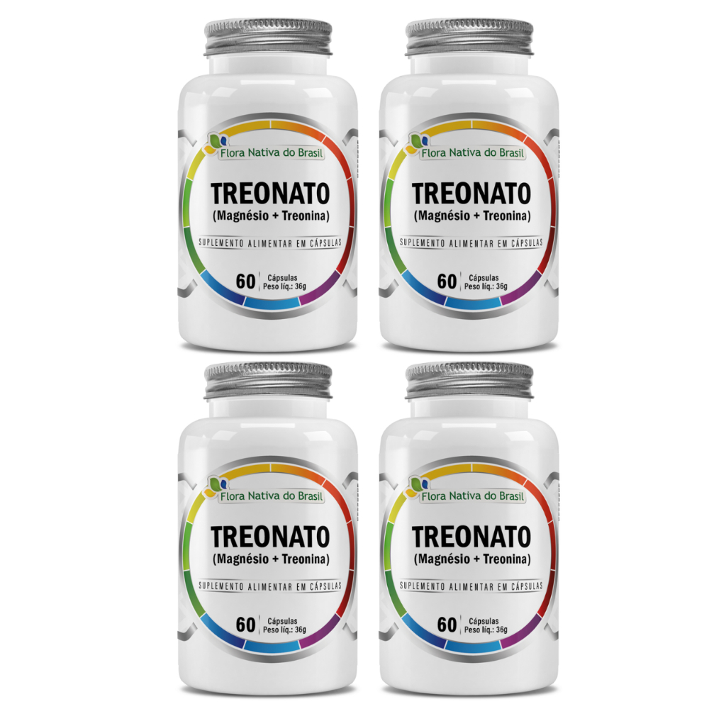 Kit 4x Suplemento Alimentar Treonato (Magnésio + Treonina)(60 cápsulas) - Flora Nativa | Shopee ...