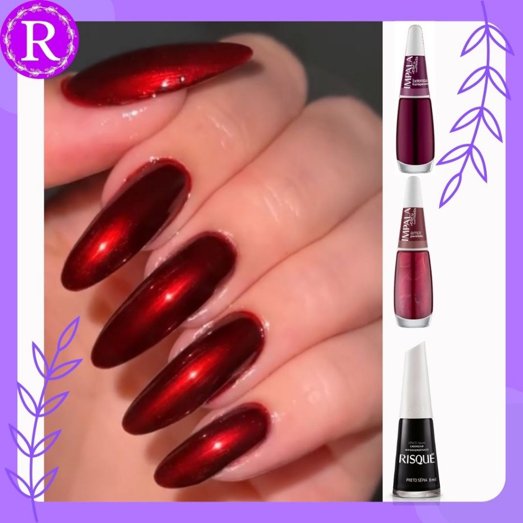 Kit 3 Esmaltes Tons De Vermelho um Beterraba transparente, um Preto ...