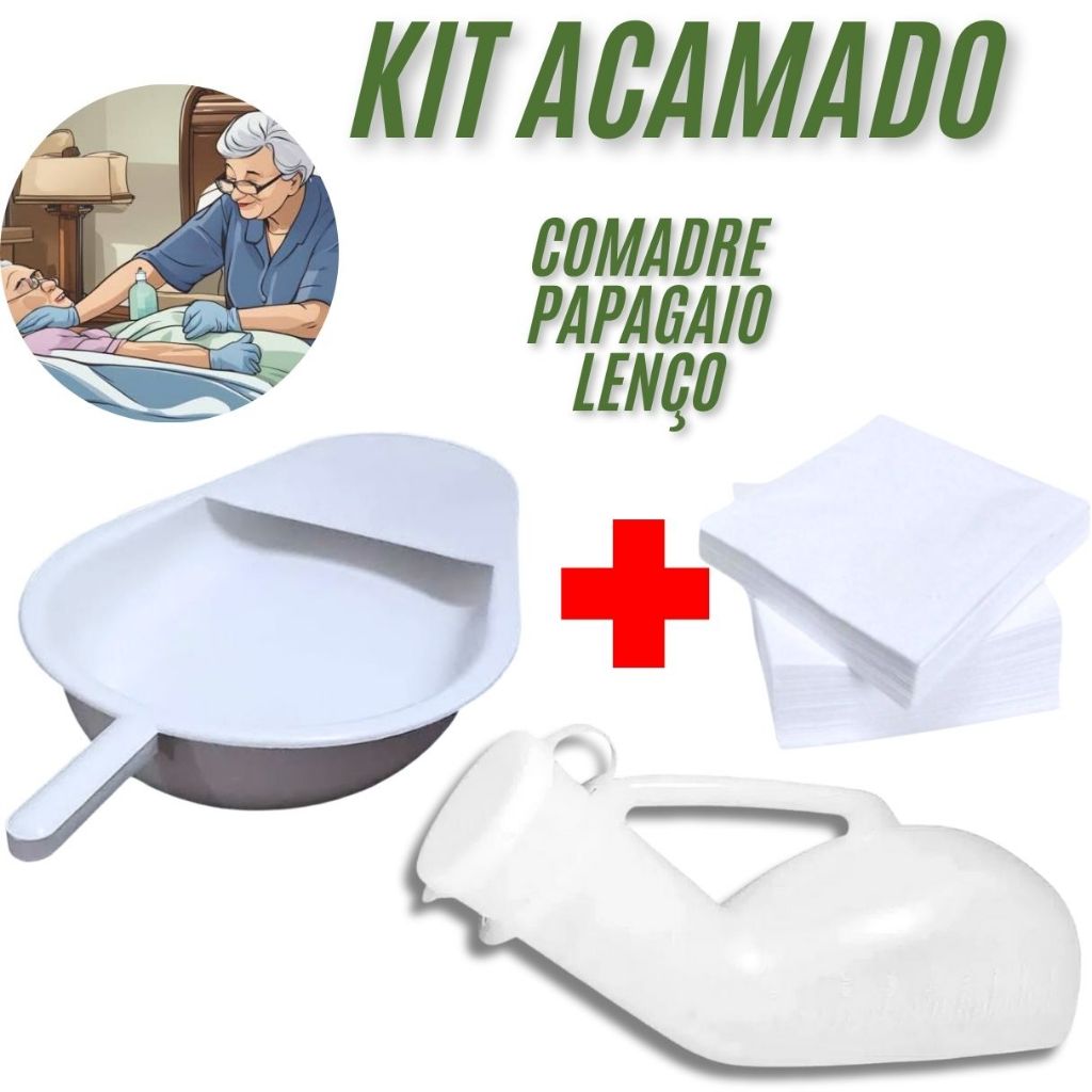 Kit Acamados Papagaio 1l + Comadre Plástica Extra Grande Hospitalar 2 ...