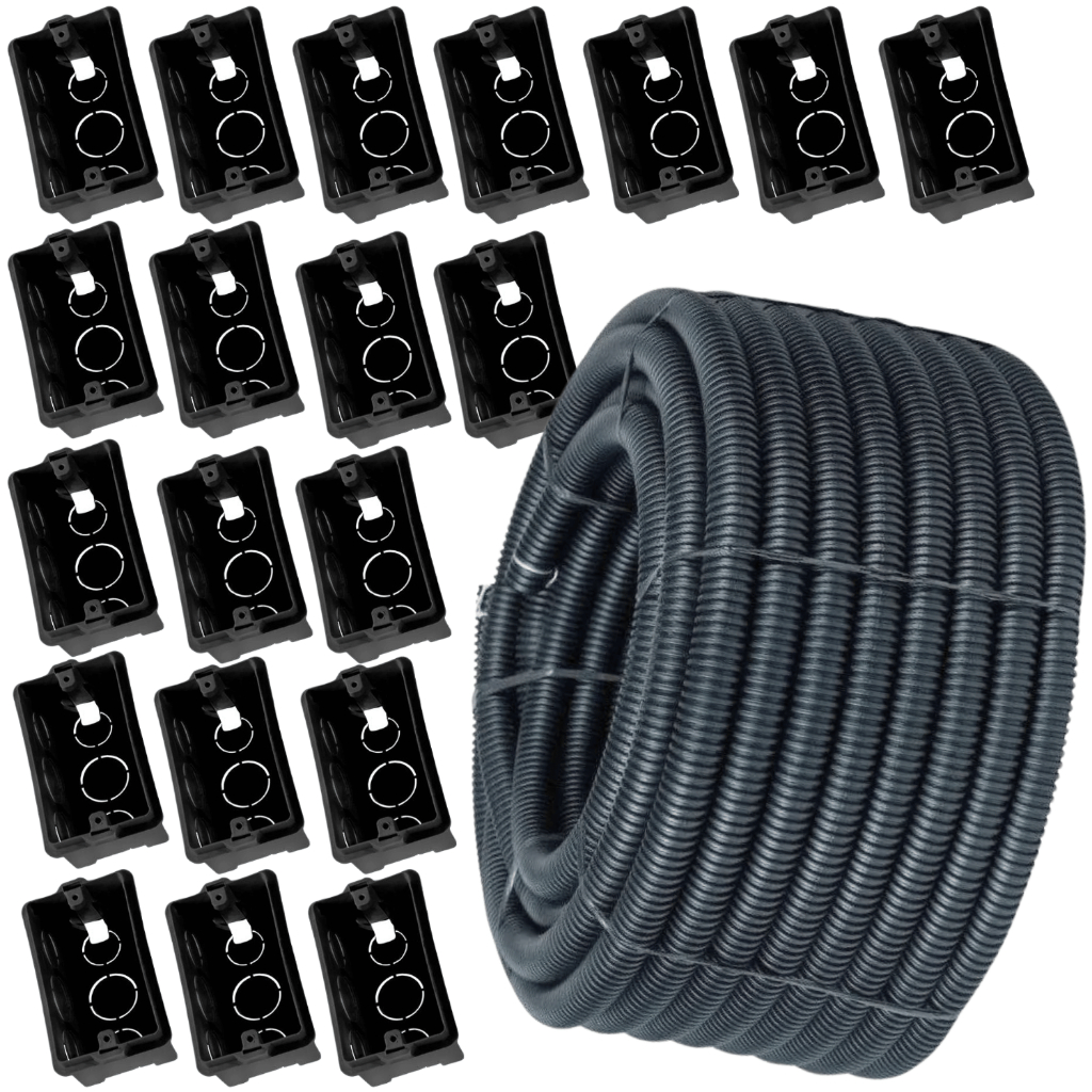 Kit 50 Metros Conduíte Eletroduto Corrugado Mangueira Para Fio 3/4 + 20 ...