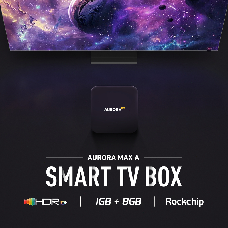 Aurora Max A Amlogic S905 1GB 8GB Suporte 4K H.265 AV1 Dual Wi-Fi Reprodutor de Mídia TV BOX ...
