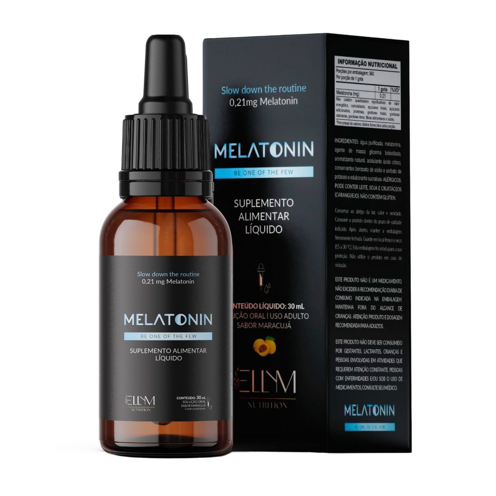 Melatonina em Gotas Sublingual 0,21mg ELLYM NUTRITION 30ml Sabor ...