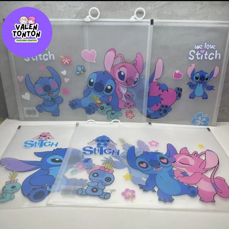 Pasta Stitch Zip Lock Plástica Impermeável Angel - Lilo & Stitch ...