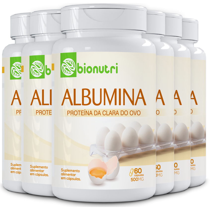Kit 6x Suplemento Albumina 500mg (60 Cápsulas) - Bionutri | Shopee Brasil