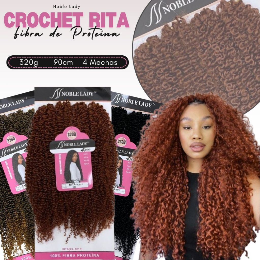 Cabelo Para Crochet Fibra de Proteína Cacheado 320gr Rita Noble Lady ...