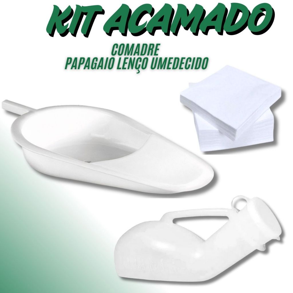 Kit Acamado Comadre Extra Grande Hospitalar 2.5l Papagaio 1l + 55Unid ...