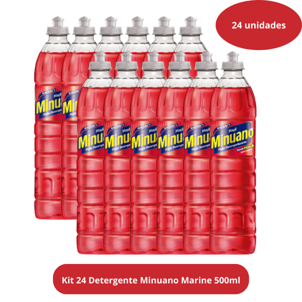 Kit 24 Detergente Lava Louças Minuano Maçã 500ml | Shopee Brasil