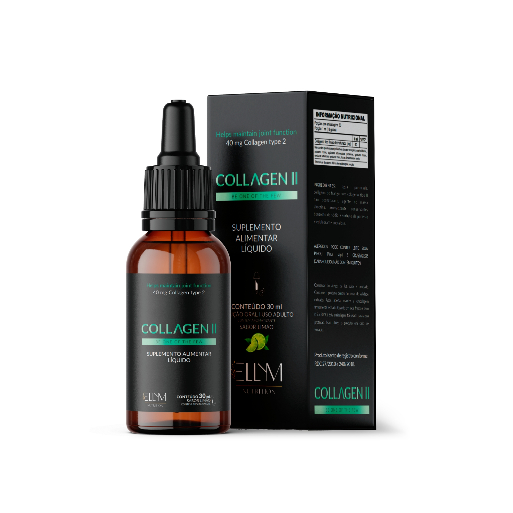 Collagen II Suplemento Líquido 30ml ELLYM NUTRITION Suporte Função ...