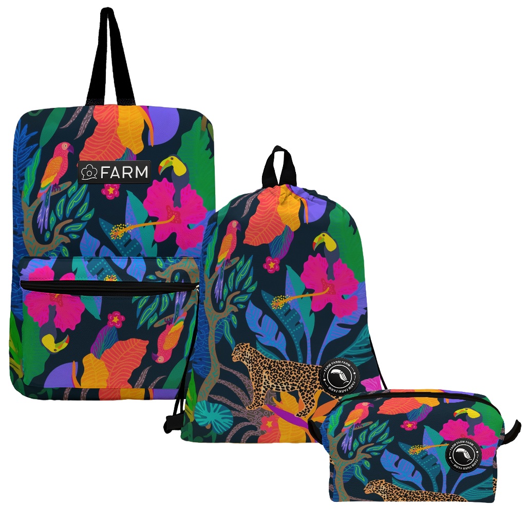 Kit Farm Mochila Estojo Necessaire Mochila Saco Saquinho Estampada ...