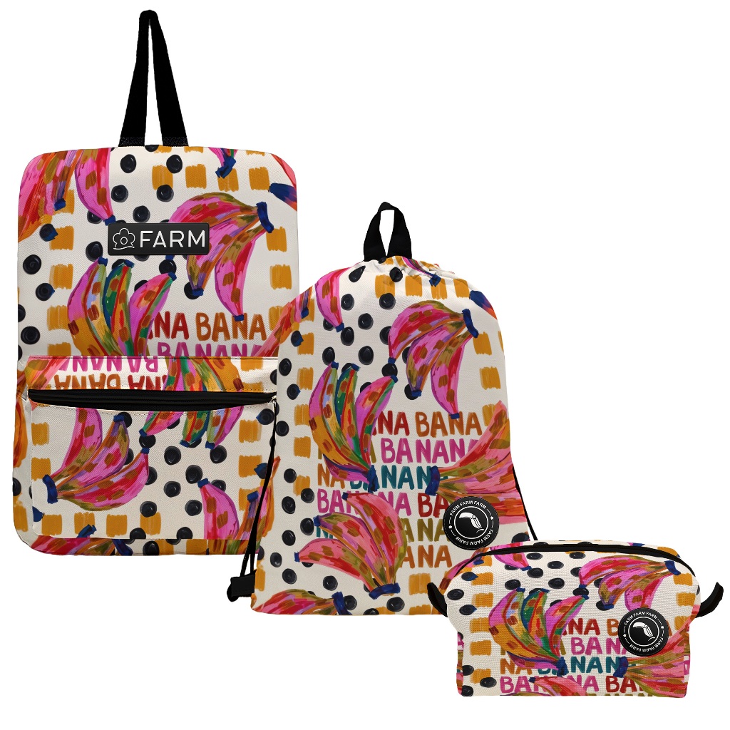 Kit Farm Mochila Estojo Necessaire Mochila Saco Saquinho Estampada ...