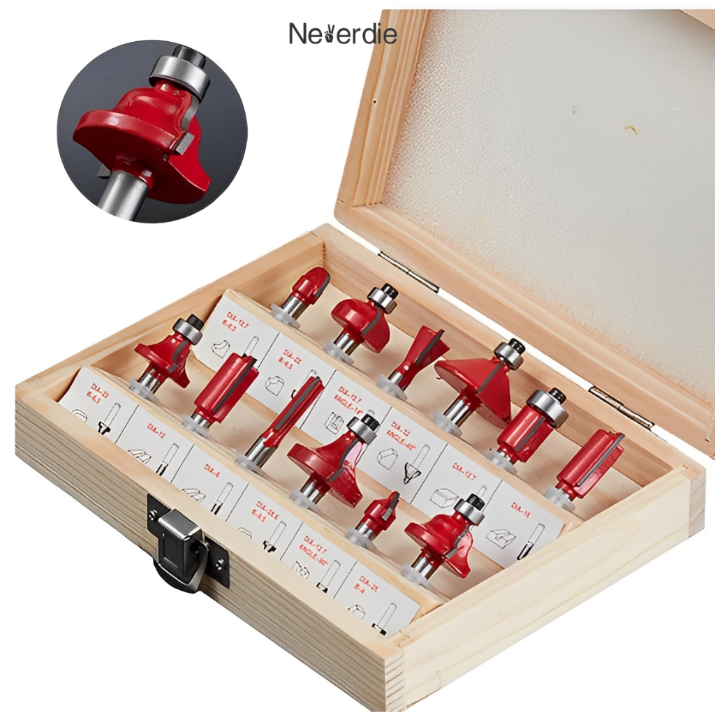 Jogo de Fresas Para Tupia Madeira Kit Completo 12 Peças Com Estojo ...