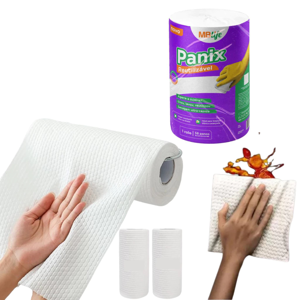 Kit Panix Rolo Pano Multiuso Manicure,Cozinha,Limpeza- 58 Toalhas Cada ...