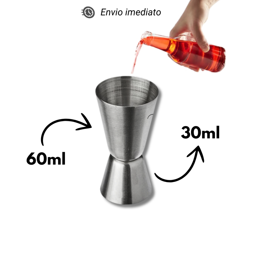 Dosador Duplo Inox Premium Grande Bebidas Medidor 60/30ml Drinks e ...