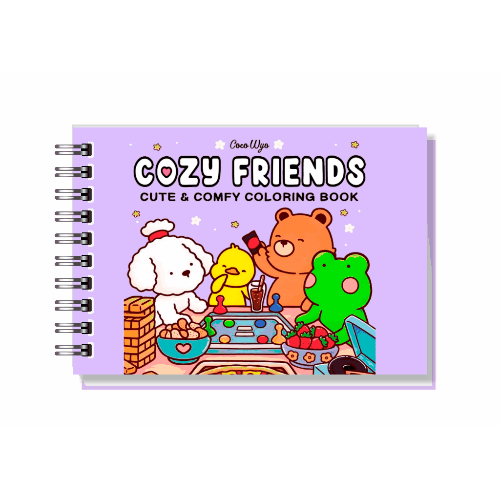 Livro de Colorir Cozy Friends 50 Folhas 180Gramatura Caderno de Desenho ...