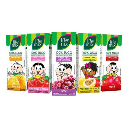 Kit 5 Sucos Life Mix Kids Turma Da Mônica Sabores Sortidos Sem Açúcar ...