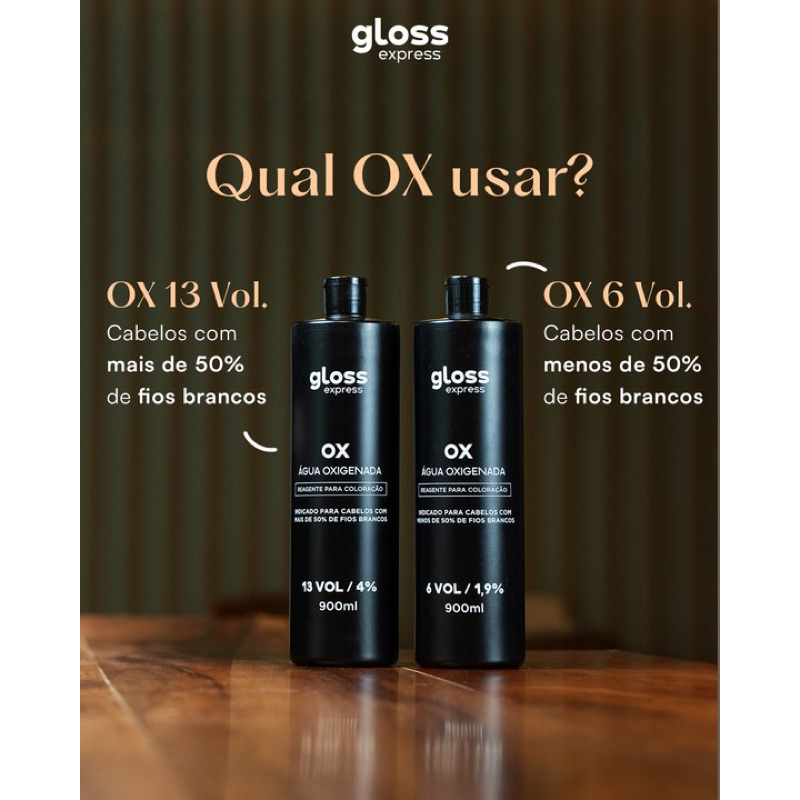 Kit 1 tubo Gloss Express Tintura Permanente Para Cabelos Brancos + 70ml Revelador | Shopee Brasil