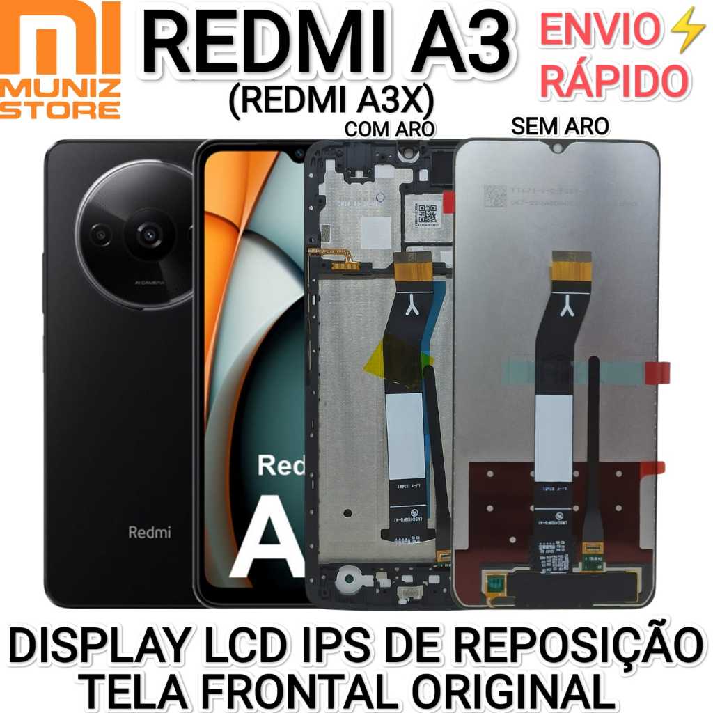 Frontal Redmi A3/A3X Original Nacional Tela LCD IPS Display Sem Aro Encaixe Perfeito Módulo ...