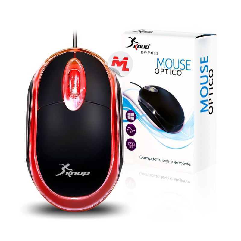 Mouse Óptico USB 2.0 3 Botões 1200 Dpi Knup - KP-M611 | Shopee Brasil