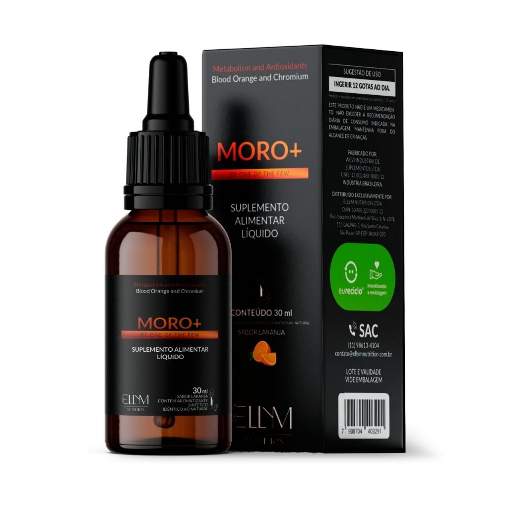 Moro+ Ellym Nutrition 30mL Extrato de Laranja Moro com Cromo e ...