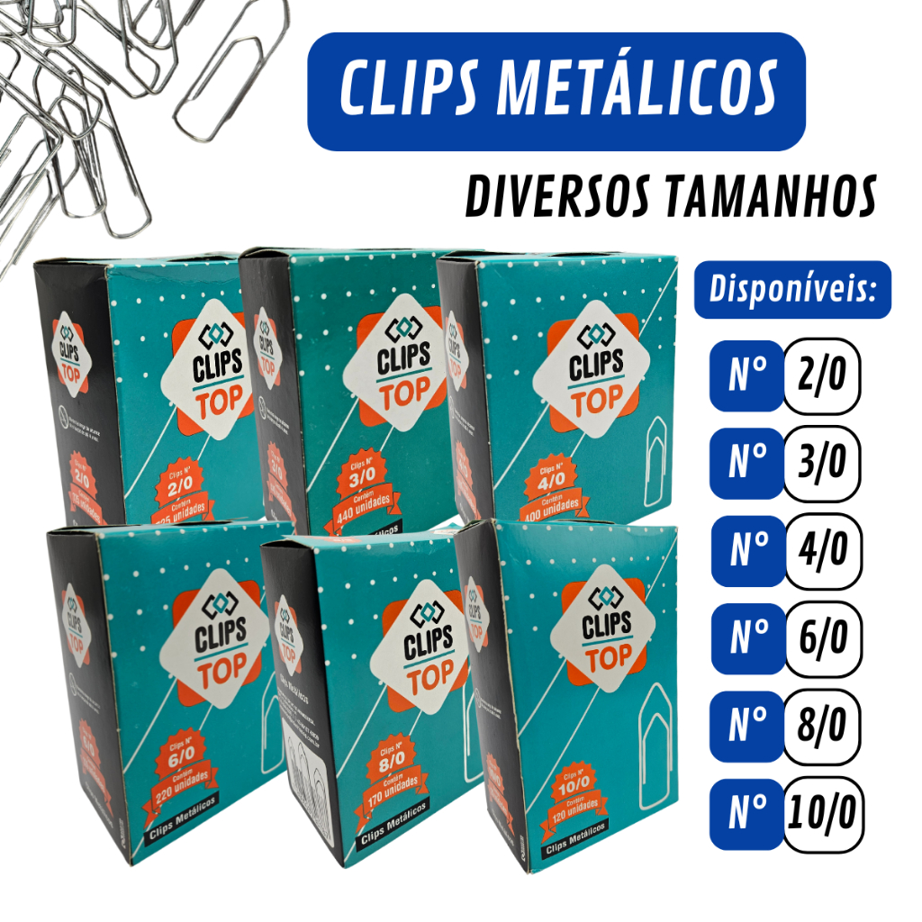 Clips Metálico Para Papel Diversos tamanhos | Shopee Brasil