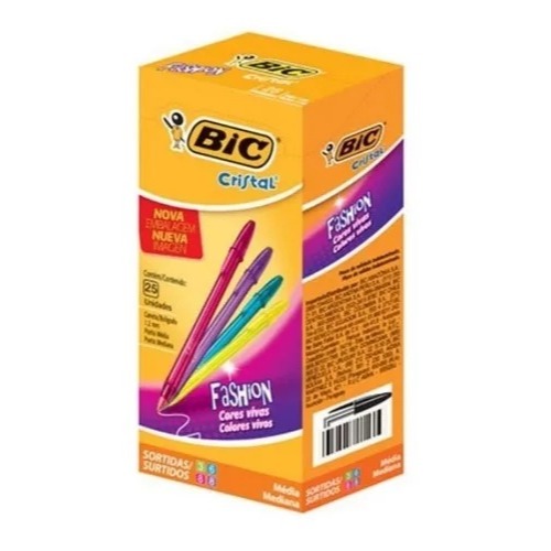 Kit Caneta Esferográfica Colorida Fashion Cristal Bic 4 Cores | Shopee ...