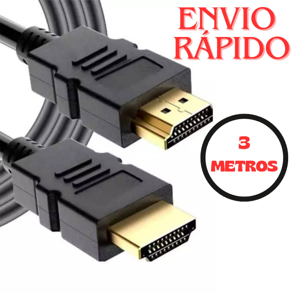 Cabo HDMI 3 Metros Hd Tv Pc Smart DataShow Ps3 Ps4 Ps5 Xbox Video Game ...
