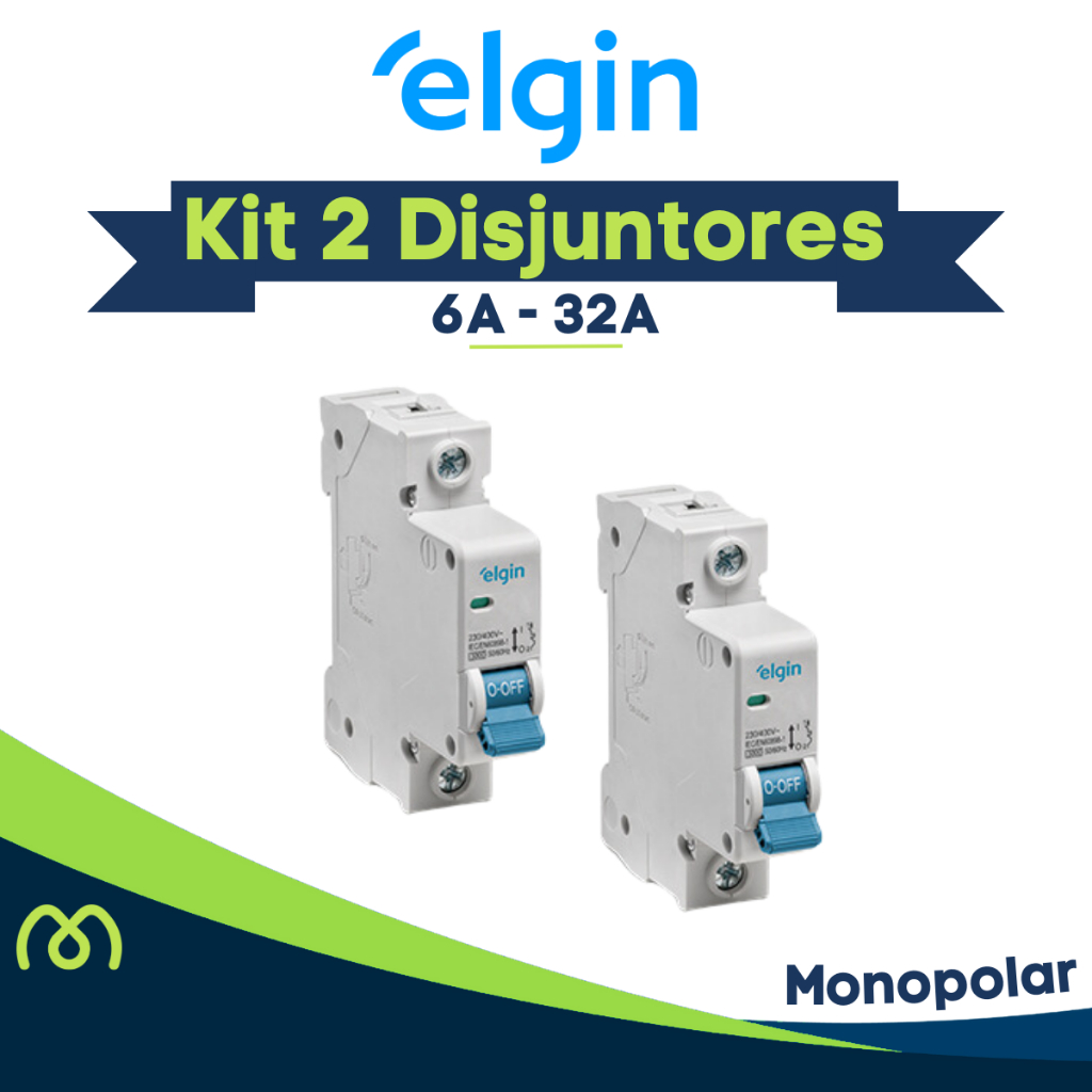 Kit 2 Disjuntor Din Unipolar Mono 6A 10A 16A 25A 32A Curva C Termomagnético Elgin | Shopee Brasil