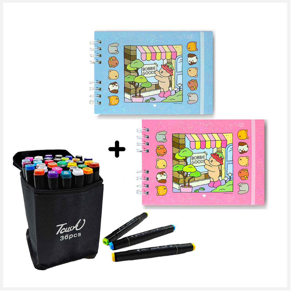 Livro de Colorir Bobbie Goods Kit Com 36 Canetas Original A5 Capa Dura ...