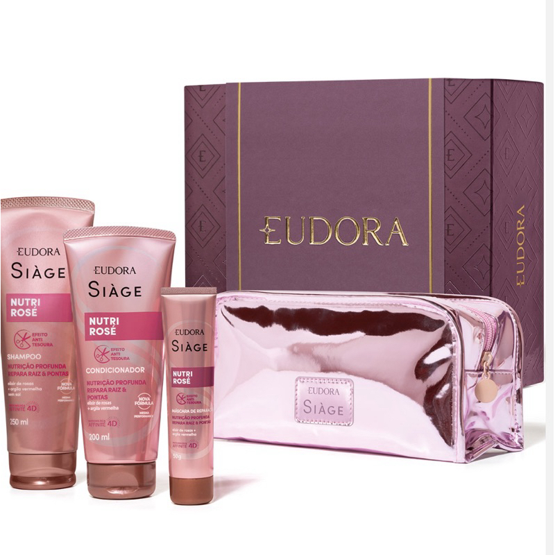 Kit Presente Eudora Nutri Rose – Shampoo, Condicionador, Leave-in e ...